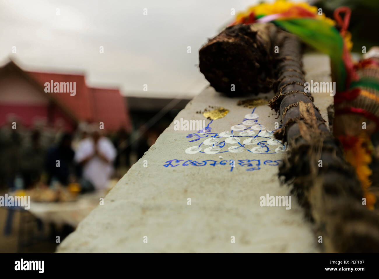 Samai Tanapai Bul blesses a construction site during a Pillar Raising ...