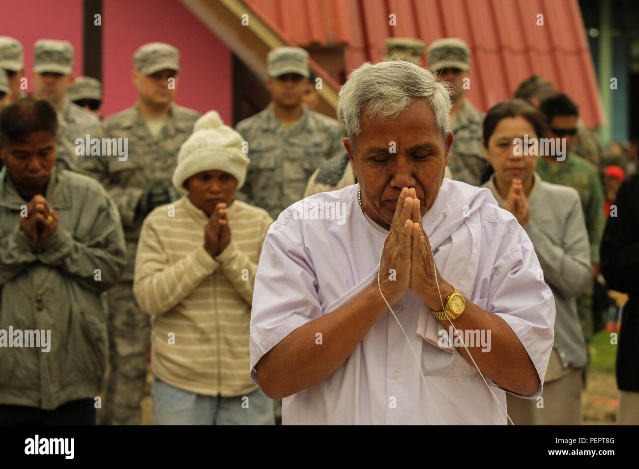 Samai Tanapai Bul blesses a construction site during a Pillar Raising ...
