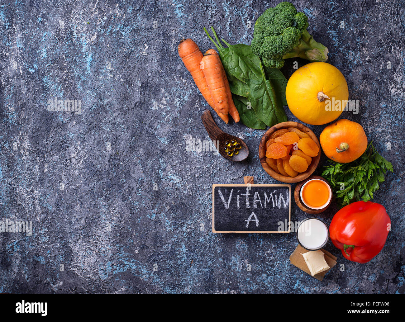 Healthy products rich in vitamin A Stock Photo - Alamy