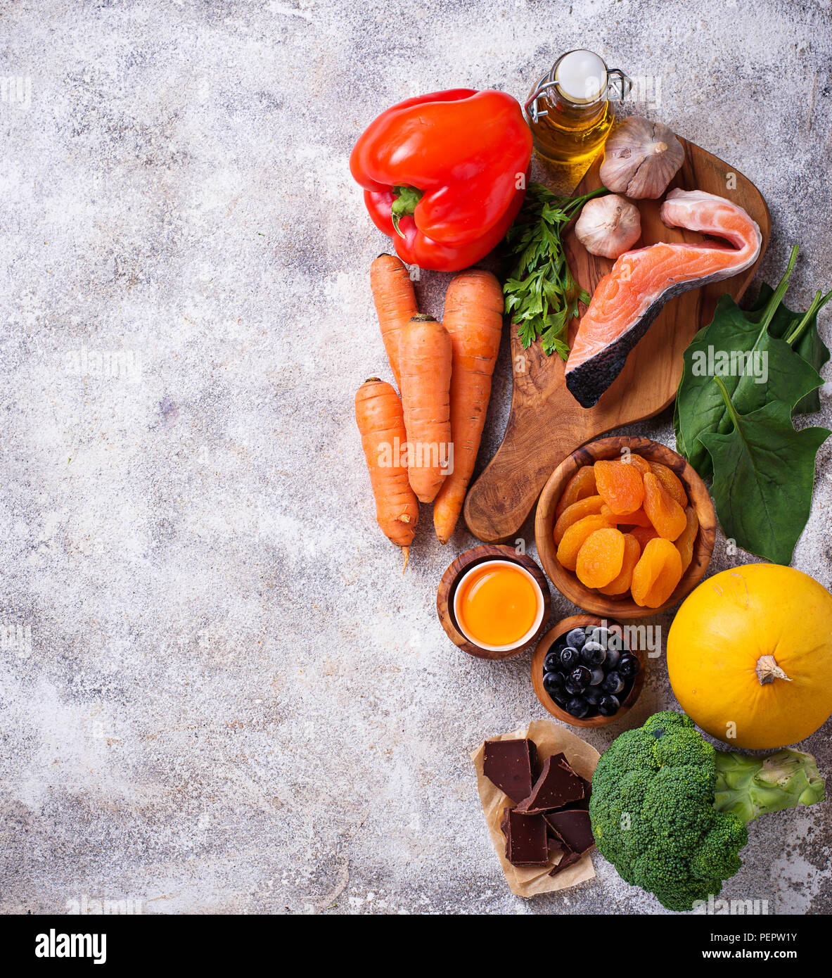 Healthy food good for vision Stock Photo - Alamy