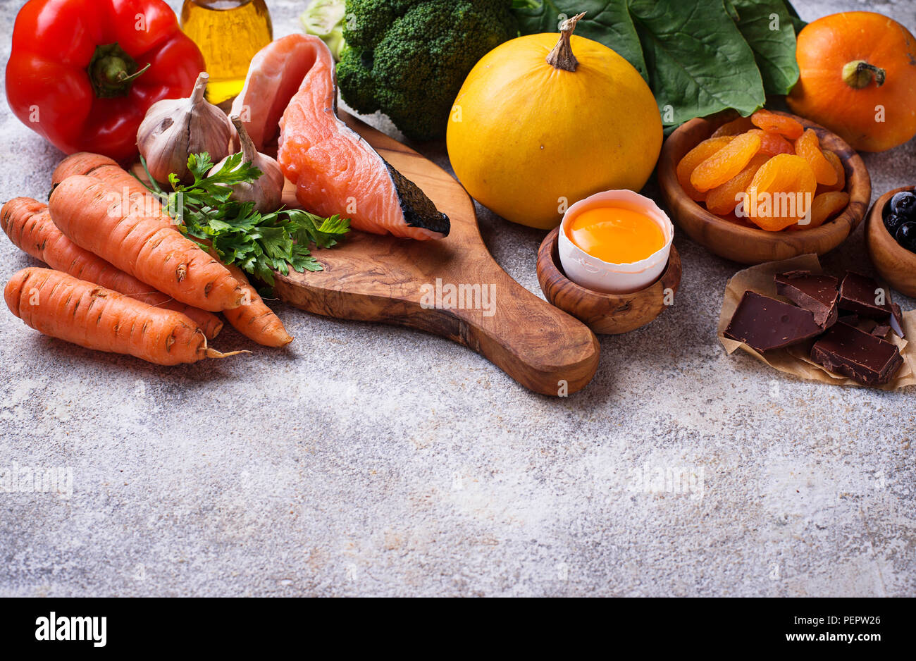 Healthy food good for vision Stock Photo - Alamy