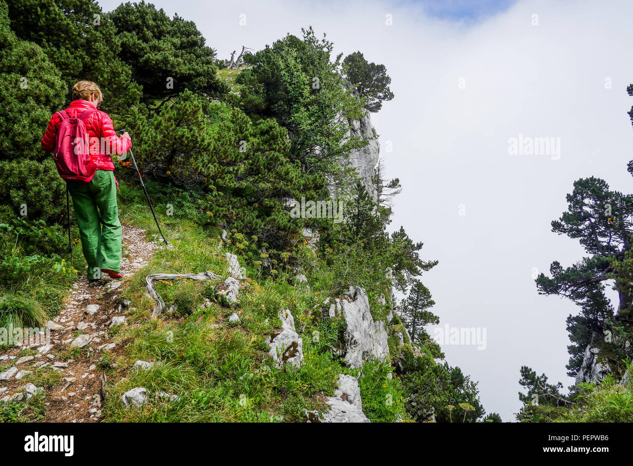 Mountain hiking on a ridge path at the Pas de l'Aulp du Seuil (1926 ...