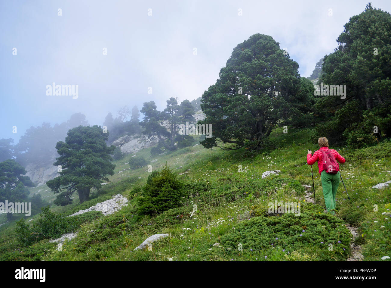 Mountain hiking on a ridge path at the Pas de l'Aulp du Seuil (1926 ...