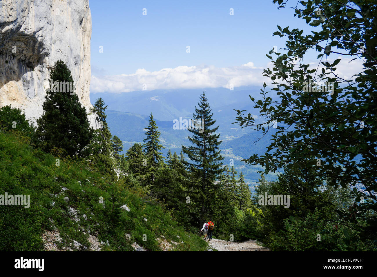 Mountain hiking at the Pas de l'Aulp du Seuil (1926 meters), Chartreuse ...