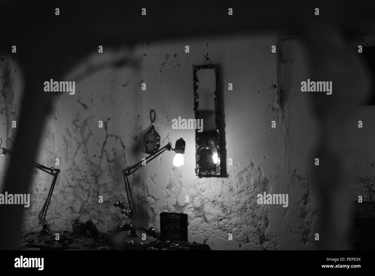 an ancient laboratory lit up inside the souk Stock Photo - Alamy