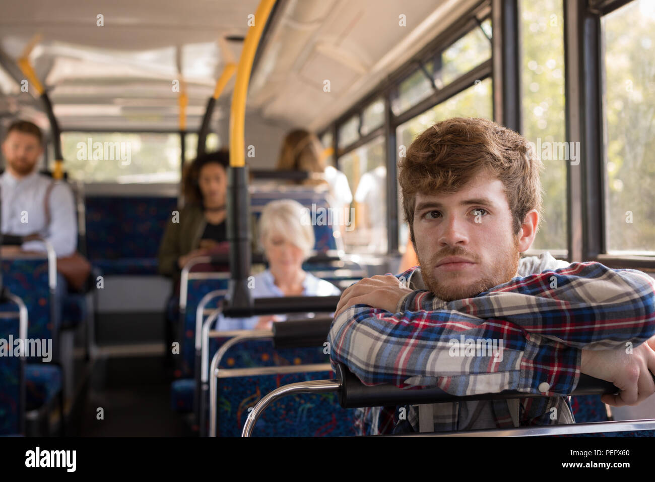 Bus thinking mature woman hi-res stock photography and images - Alamy