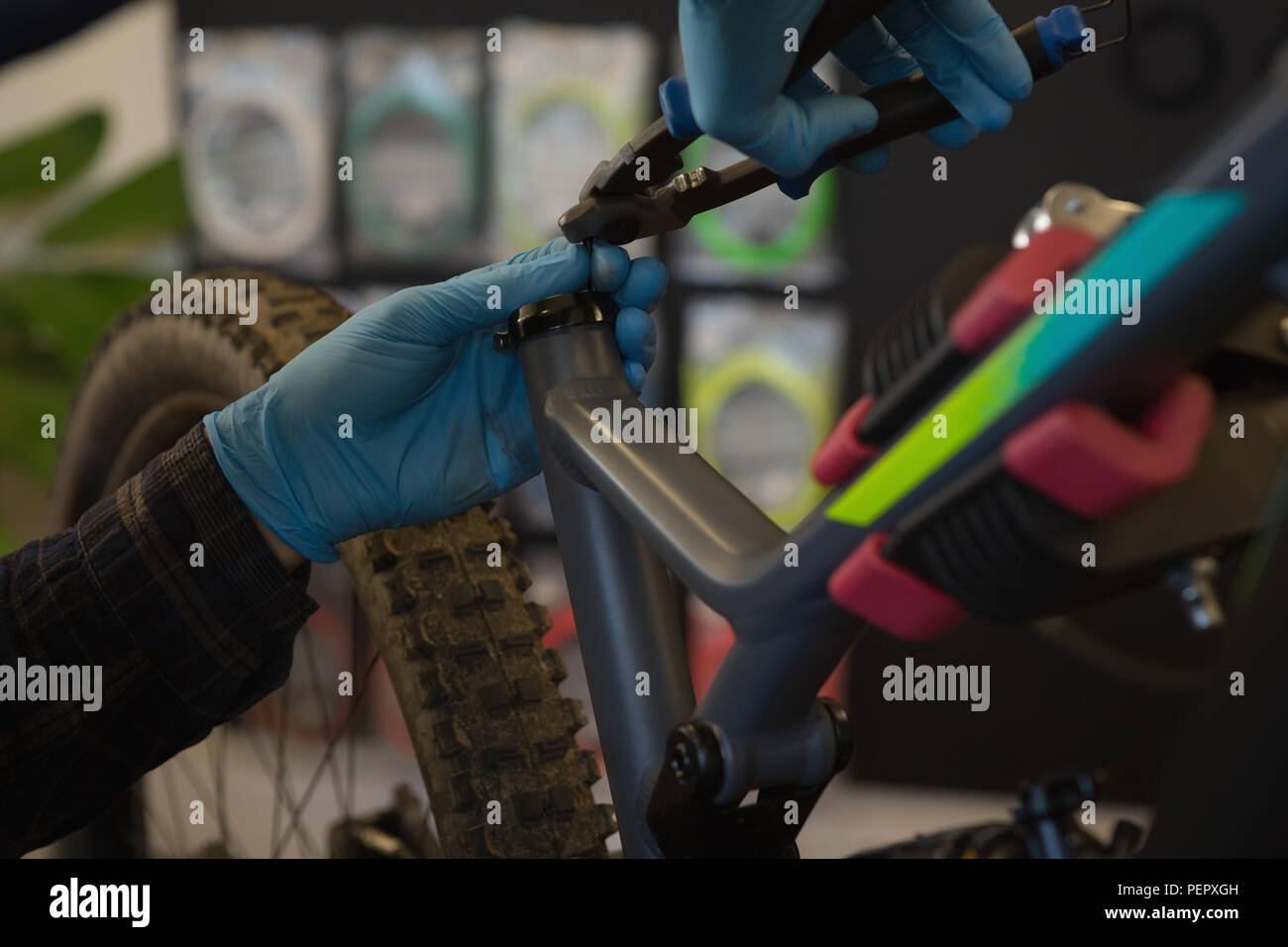 Repairing bicycle hi-res stock photography and images - Alamy