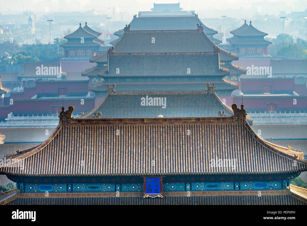 Yellow Roofs Forbidden City Beijing China Taken from Jinshang Park ...