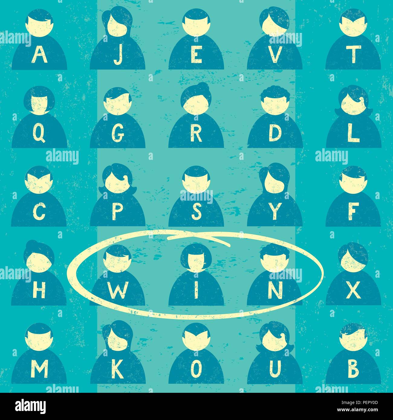 Finding a Winning Team. Icons of business people in a word search ...
