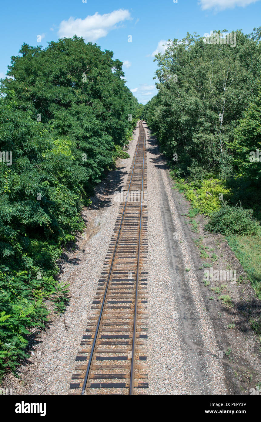 train tracks from above running into the distance Stock Photo - Alamy