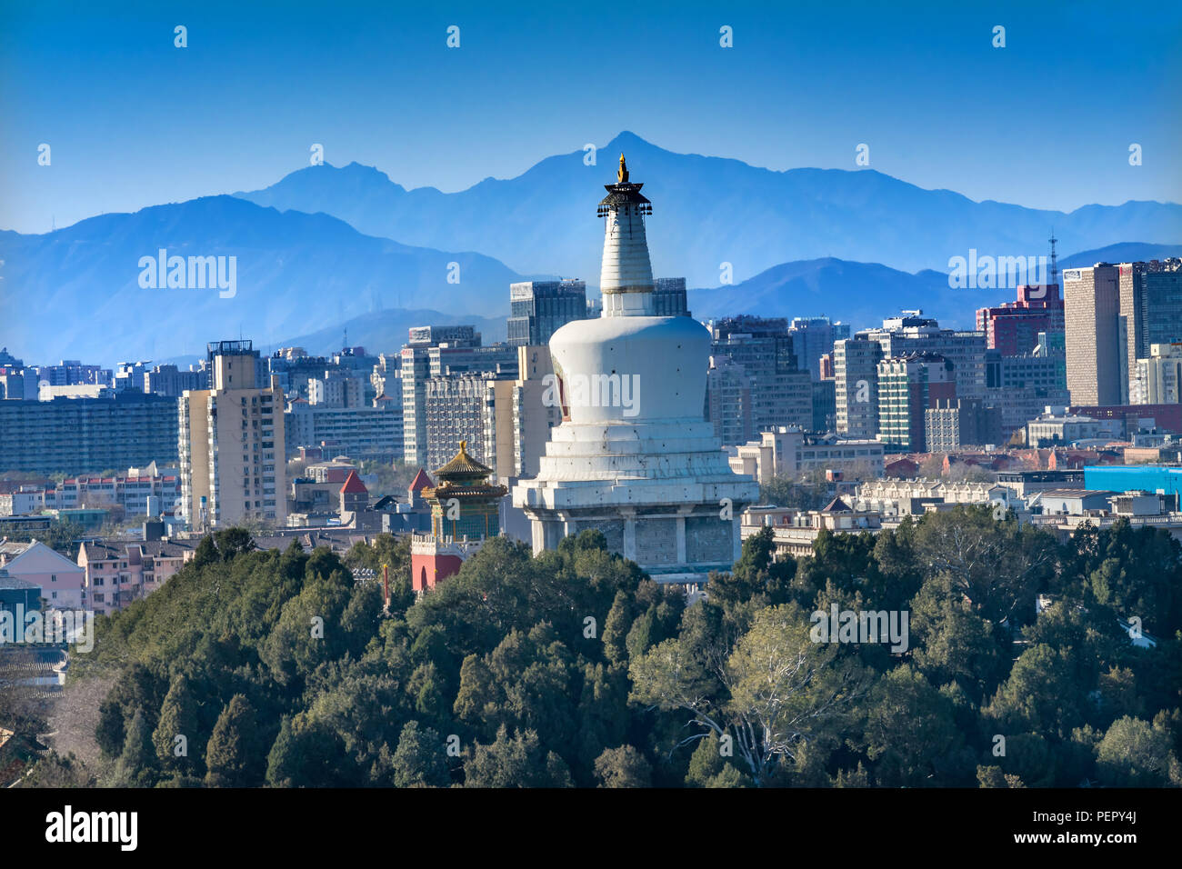 Beihai Stupa Park Mountains from Prospect Hill Jingshan Park Beijing ...