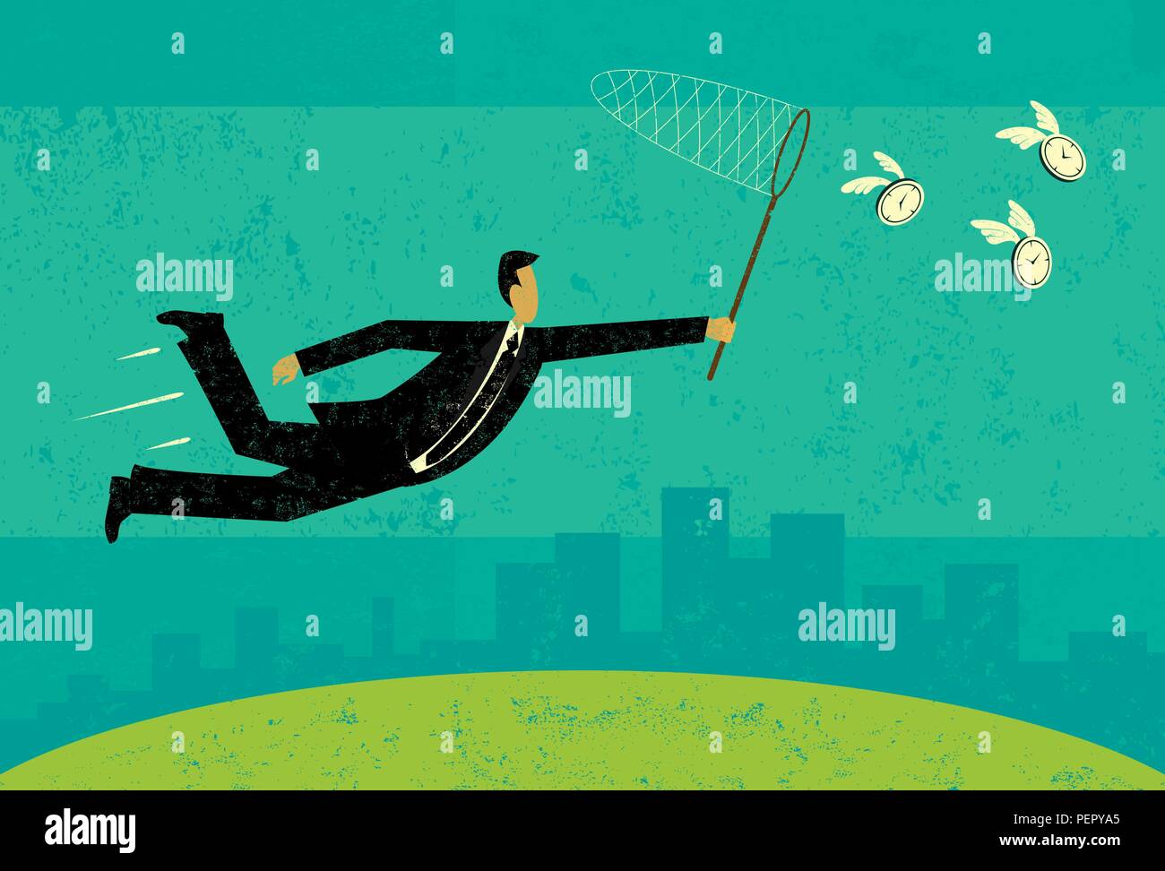 Getting more time. A businessman trying to get more time with a ...