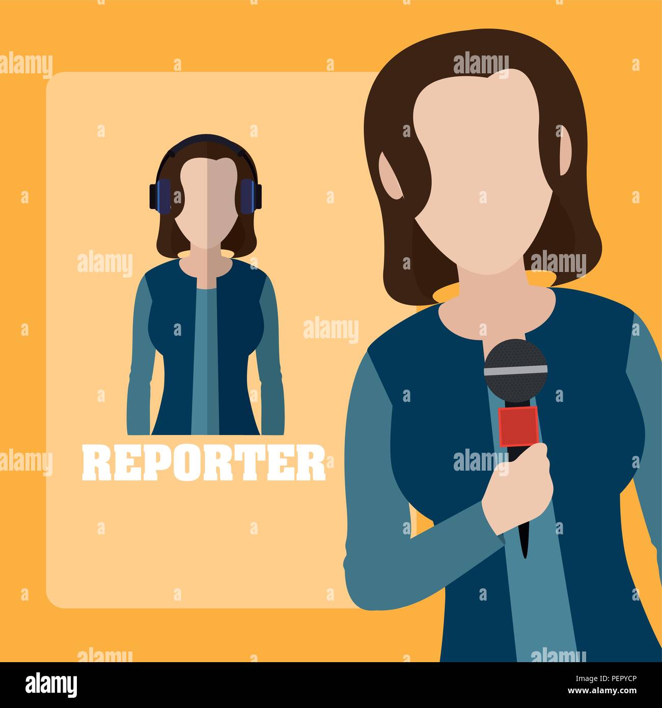 Character woman reporter newspaper graphic hi-res stock photography and ...