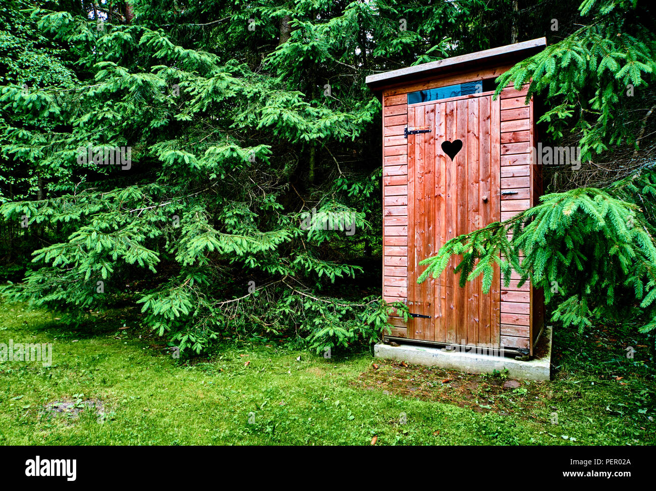 Wooden rustic toilet, summertime Stock Photo - Alamy