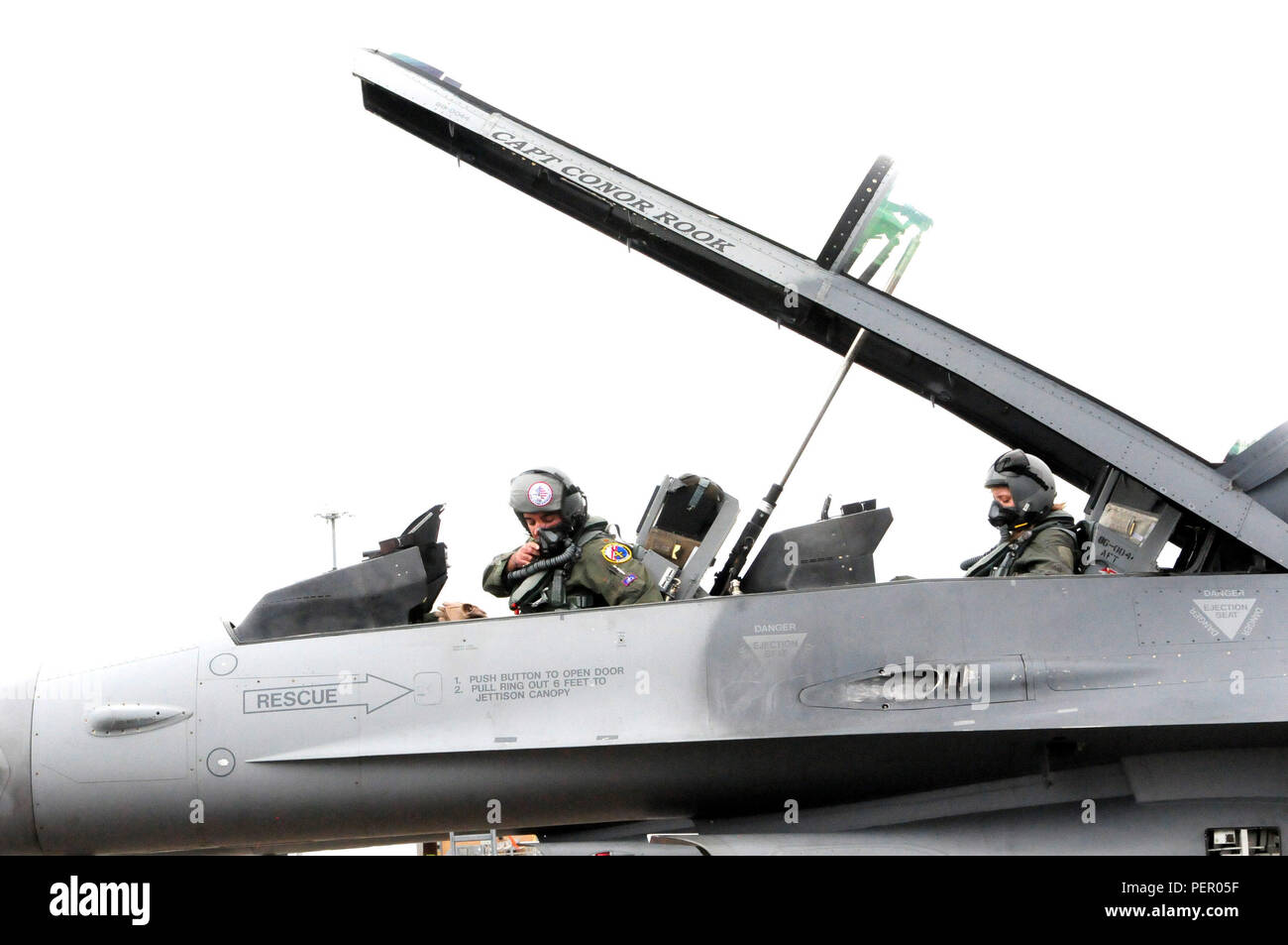 A 121st Fighter Squadron pilot prepares for a familiarization flight ...