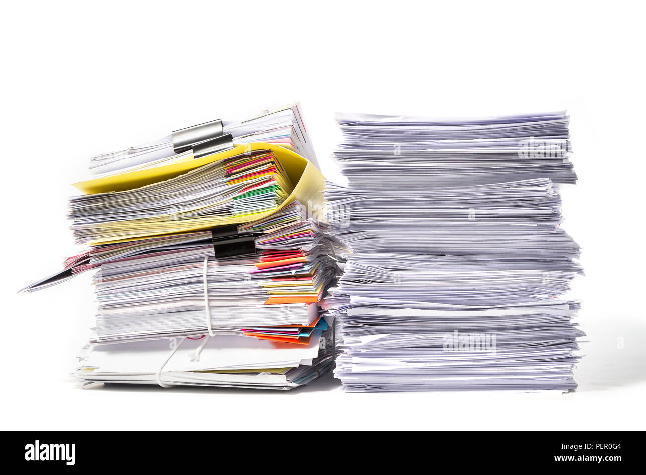 Stack of Documents isolated on white background Stock Photo - Alamy