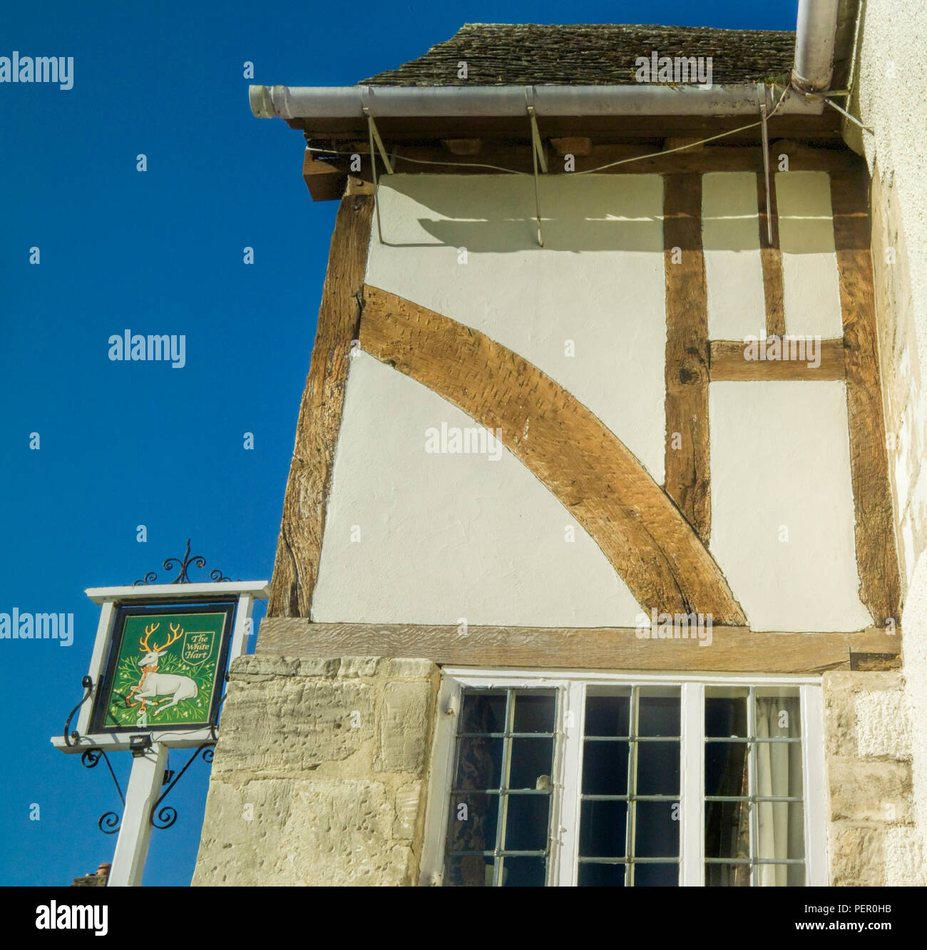 Timber framing of the 15th Century White Hart pub, Fyfield, Oxfordshire ...