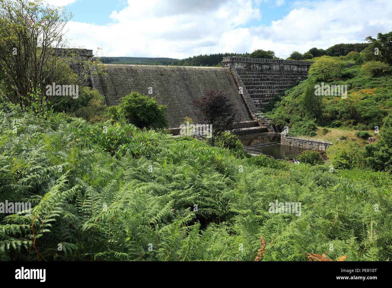 Fernworthy reservoir dam, Dartmoor National Park, Devon, England, UK ...