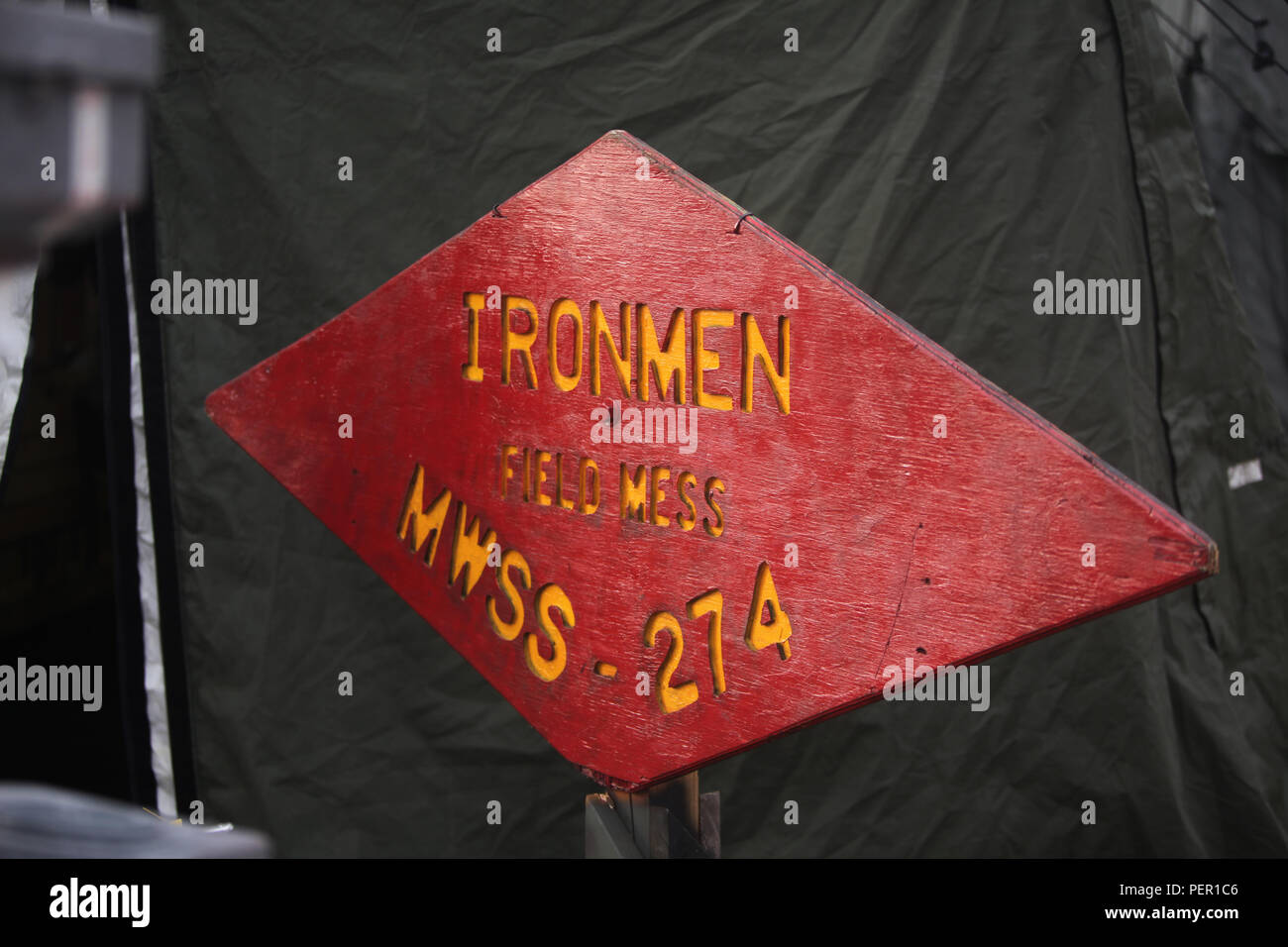 The Marine Wing Support Squadron 274 field mess identification sign ...