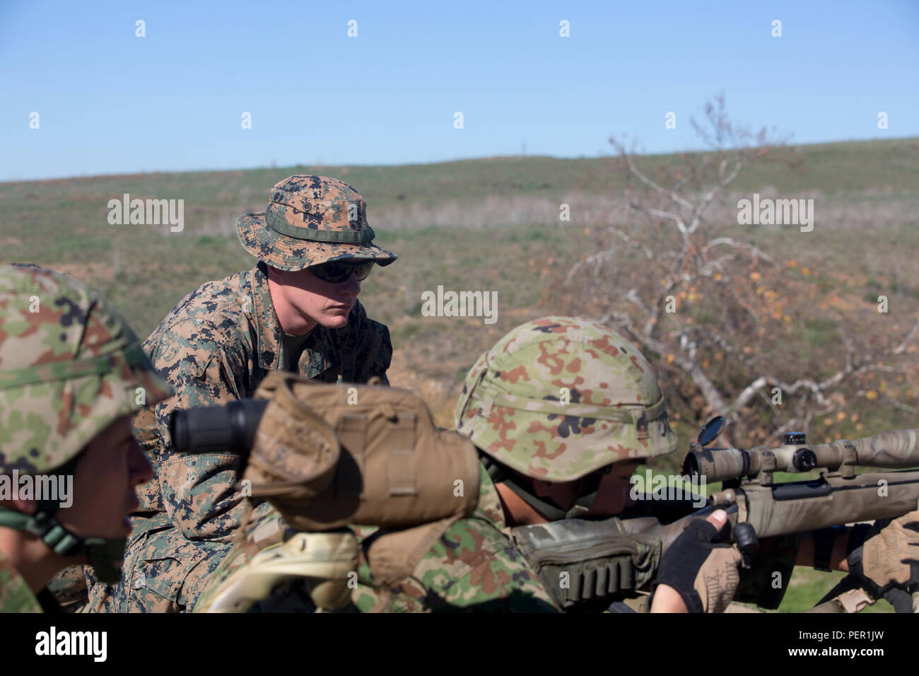 U.S. Marine Sgt. Mason Wilhelmy, primary marksmanship instructor with ...