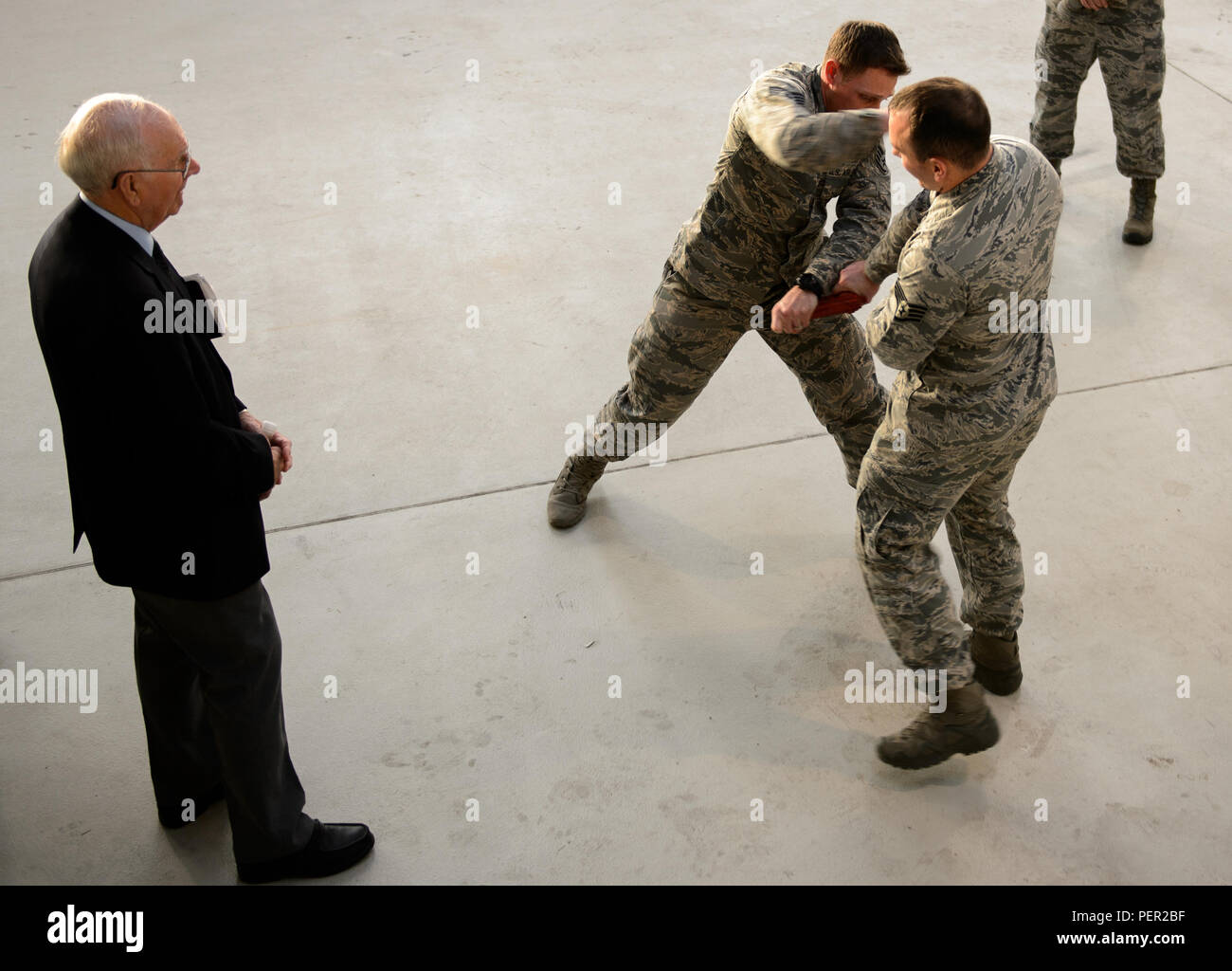 Sam E. Parish, retired Chief Master Sergeant of the Air Force, watches ...