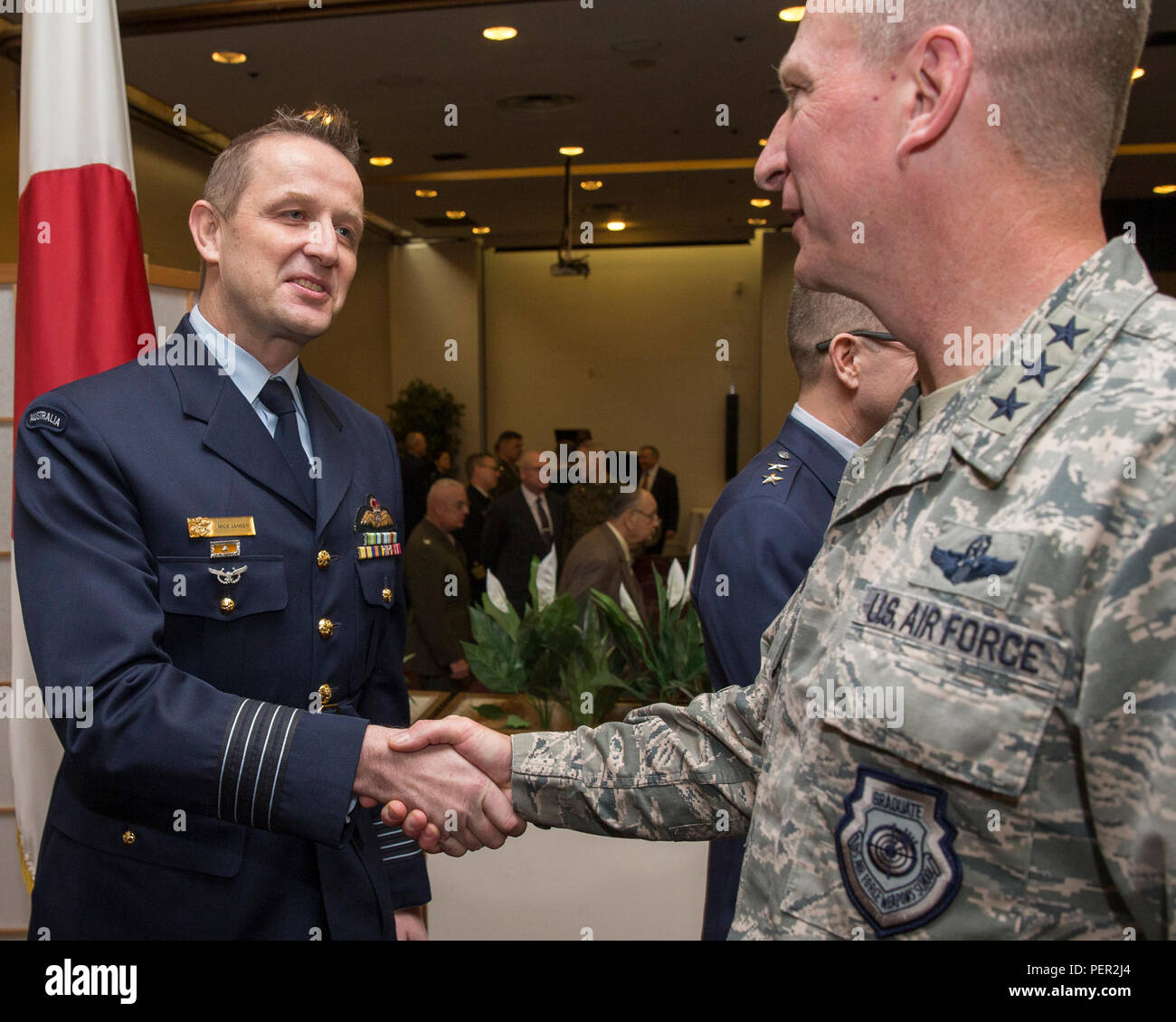 (Right to left) U.S. Air Force Lt. Gen. John Dolan, the commander of U ...