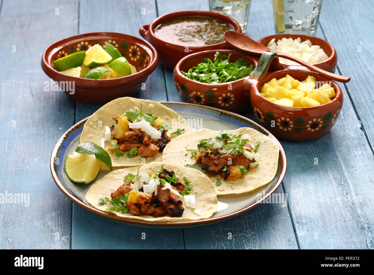 tacos al pastor, mexican food Stock Photo - Alamy
