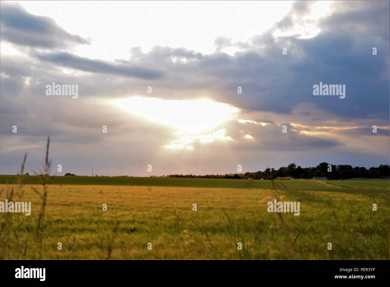 Sunset over England countryside Stock Photo - Alamy