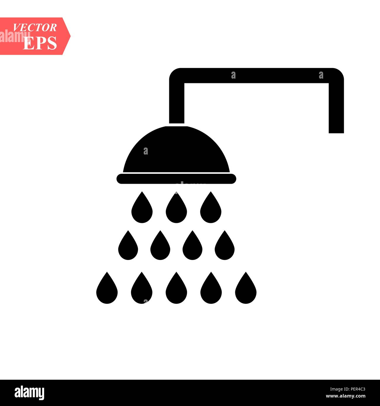 Shower vector icon. filled flat sign for mobile concept and web design ...