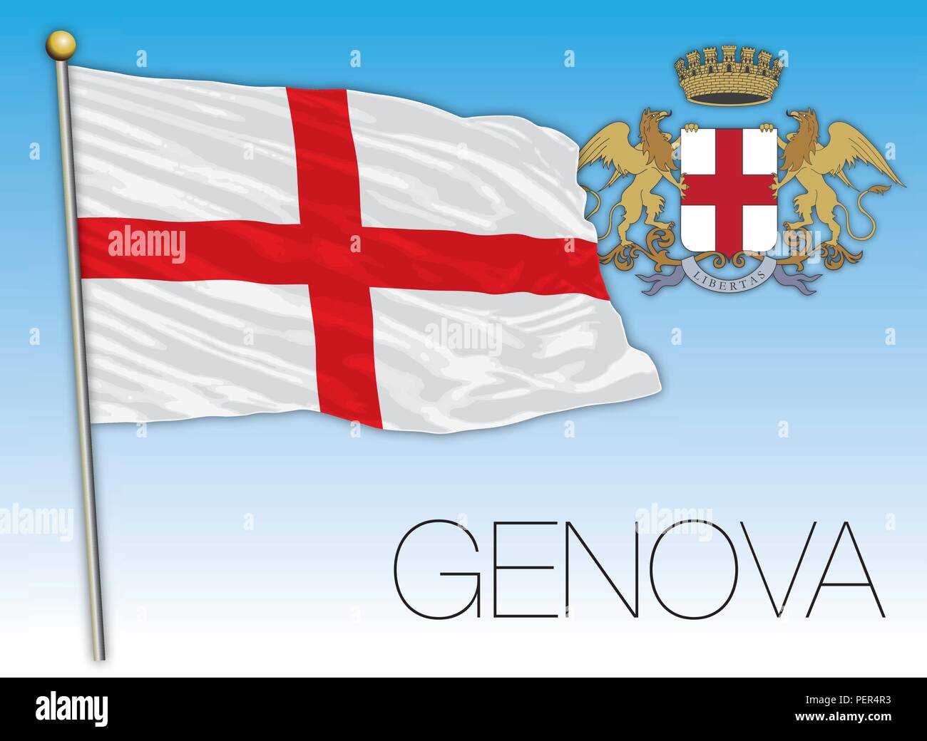 Genoa city flag coat Stock Vector Images - Alamy