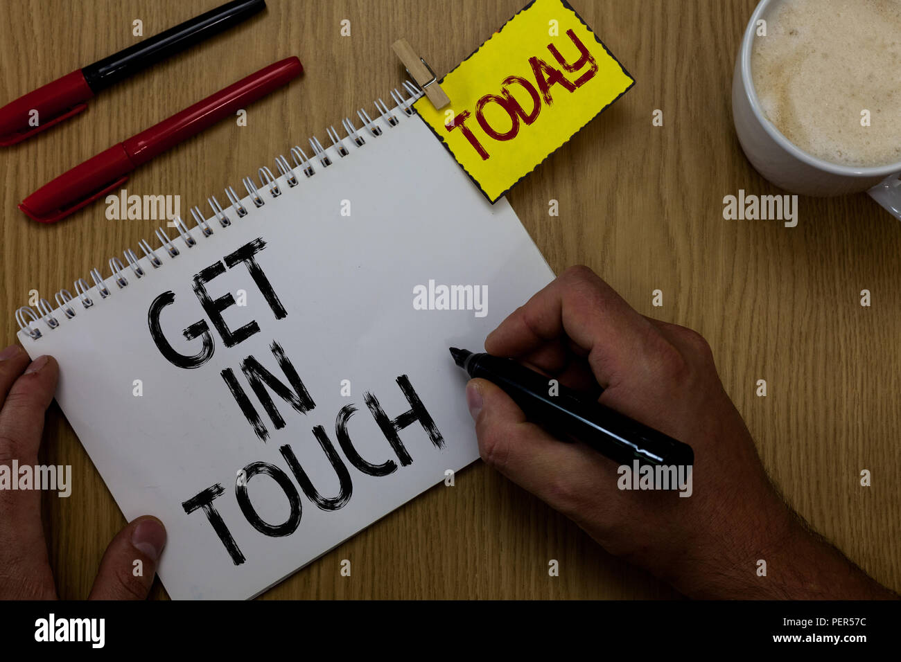 Handwriting text writing Get In Touch. Concept meaning Stay in contact ...