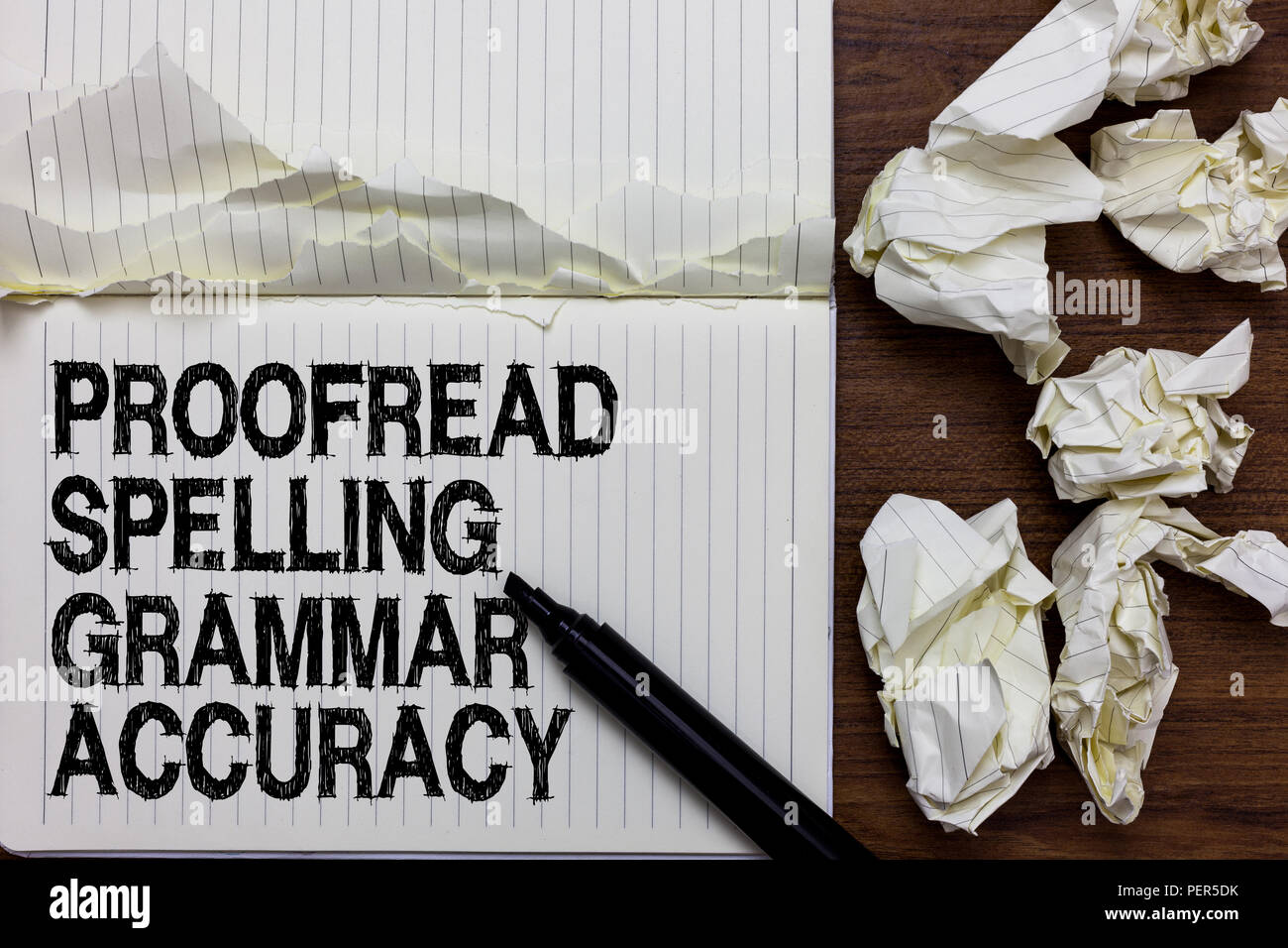 Handwriting text writing Proofread Spelling Grammar Accuracy. Concept ...