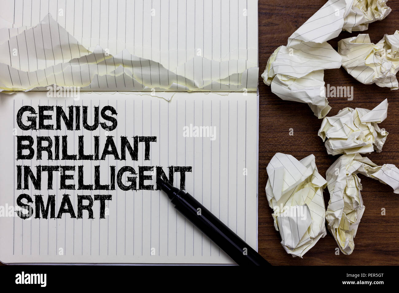 Handwriting text writing Genius Brilliant Intelligent Smart. Concept ...