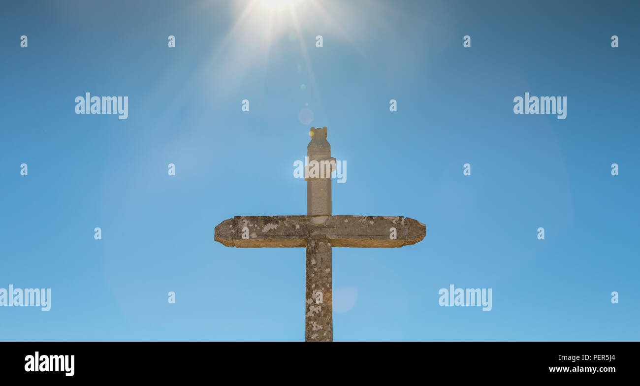 backlit cross with INRI inscription in portugal Stock Photo - Alamy