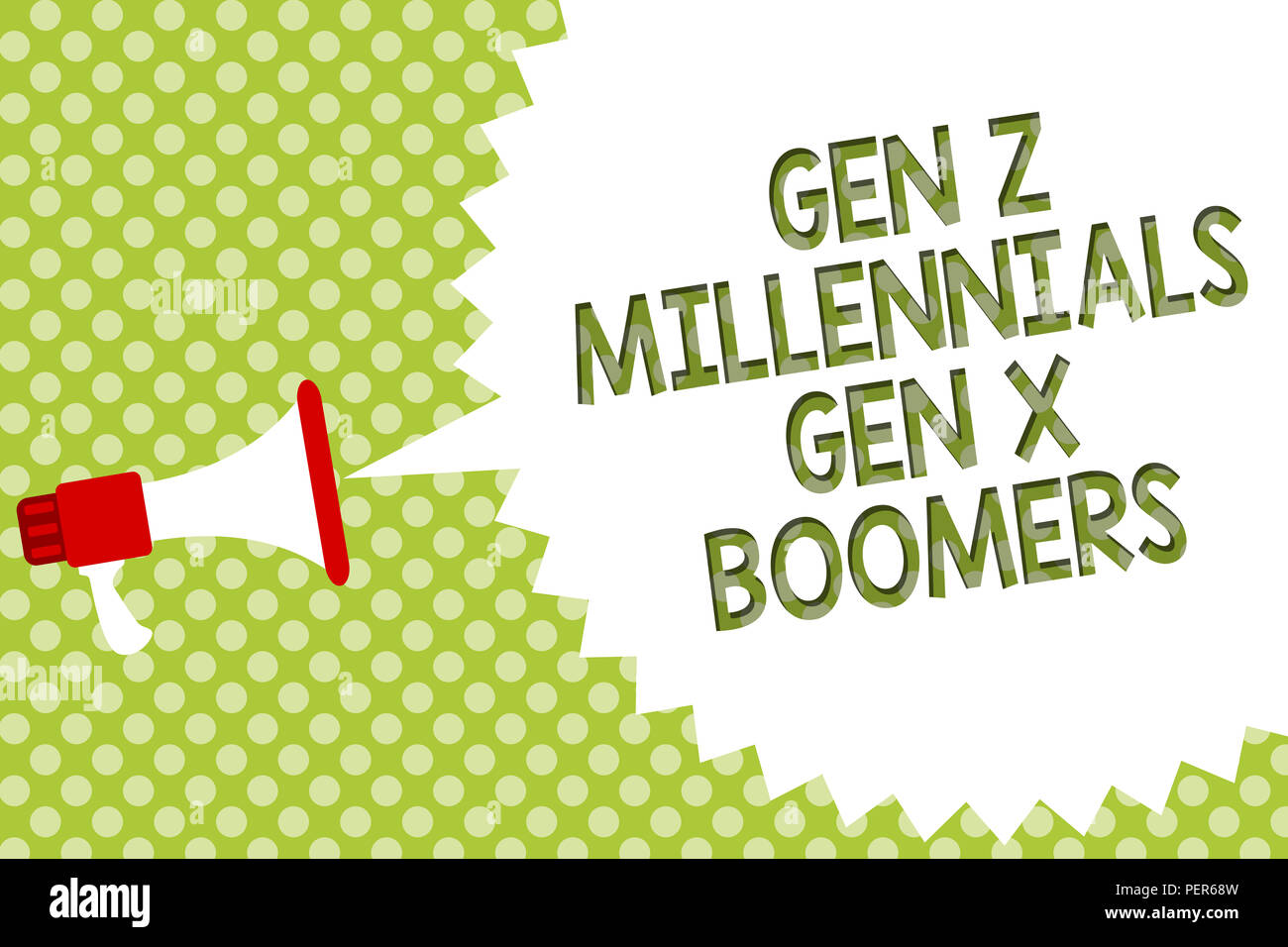 Word writing text Gen Z Millennials Gen X Boomers. Business concept for ...