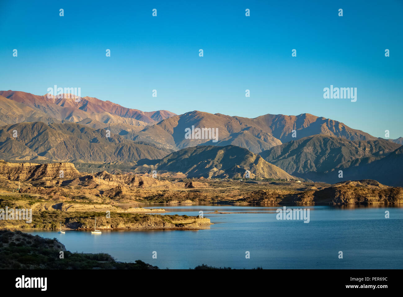 Embalse Potrerillos Dam near Cordillera de Los Andes - Mendoza Province ...