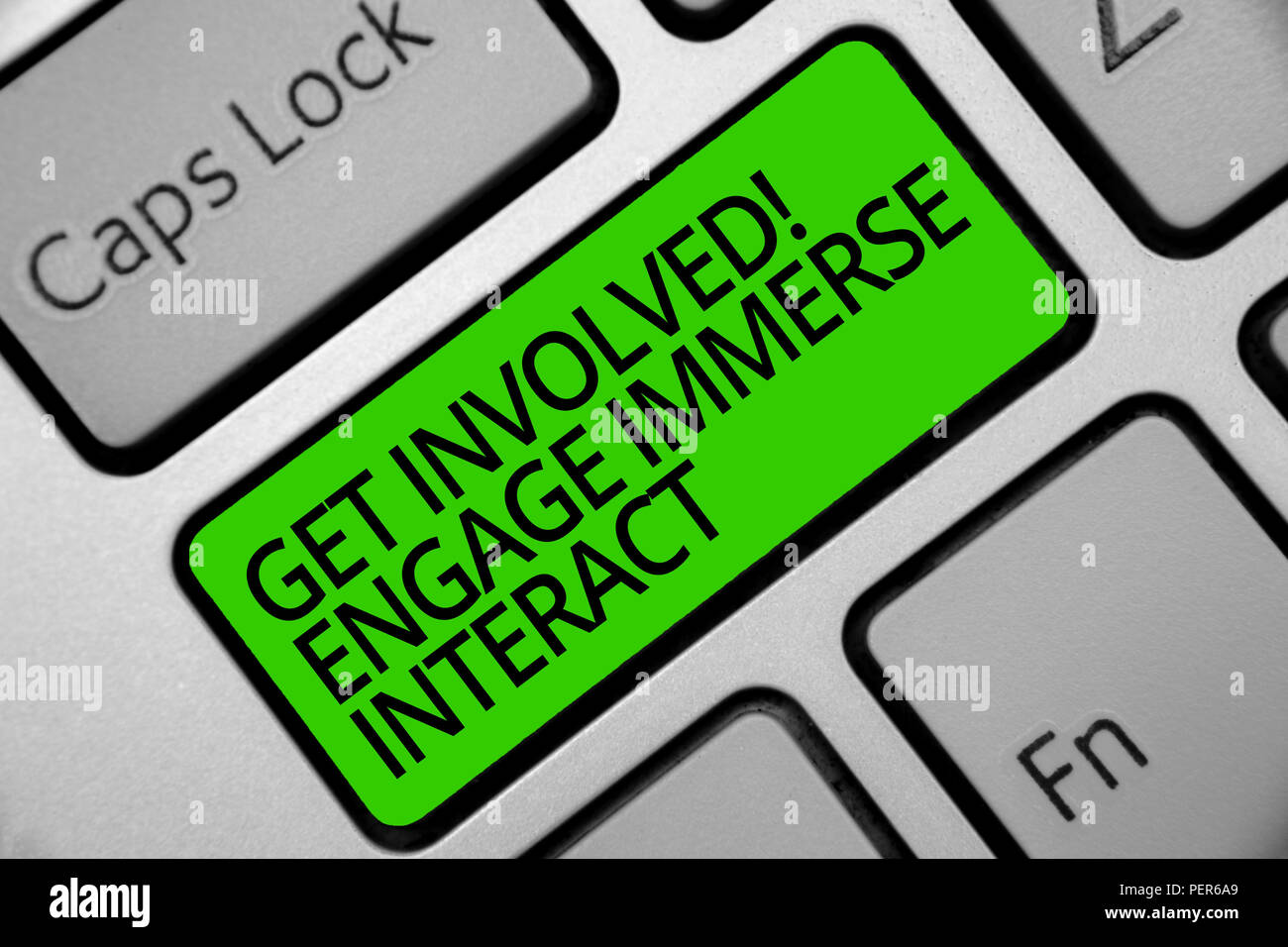 Handwriting text Get Involved Engage Immerse Interact. Concept meaning ...