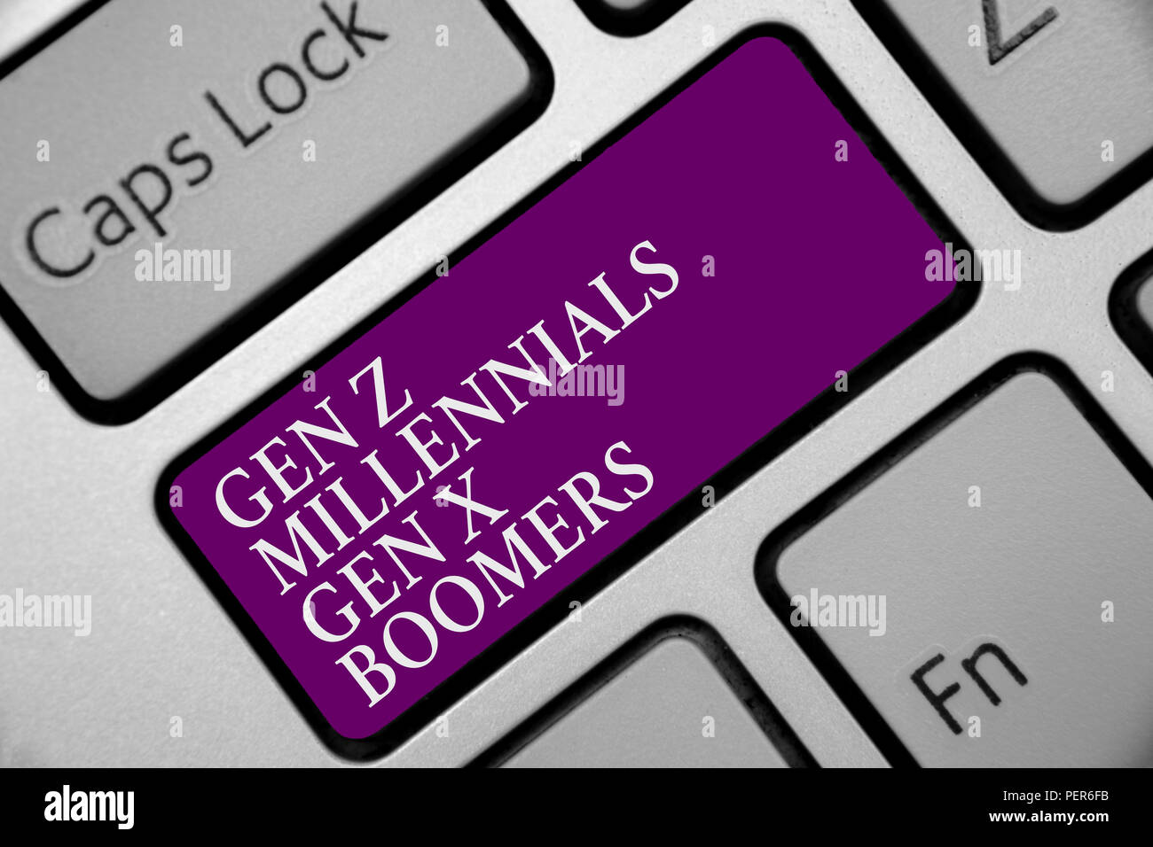 Word writing text Gen Z Millennials Gen X Boomers. Business concept for ...