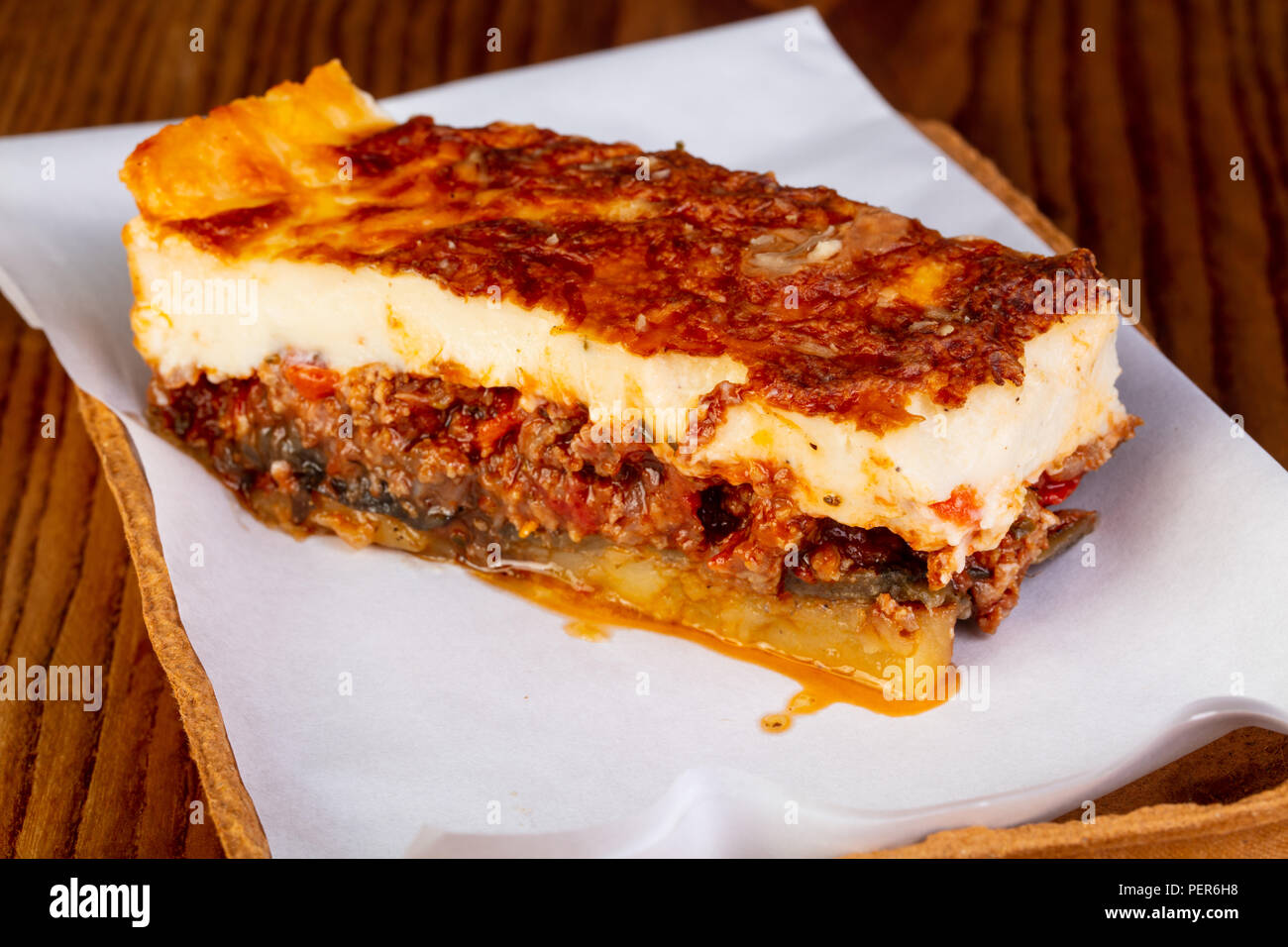 Greek traditional mousaka with meat Stock Photo - Alamy