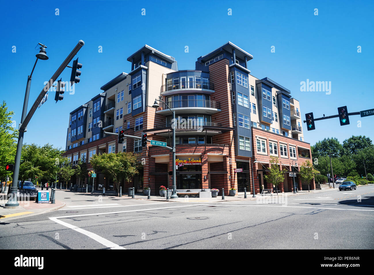 Beautiful architecture of local building, Mercer Island , city ...