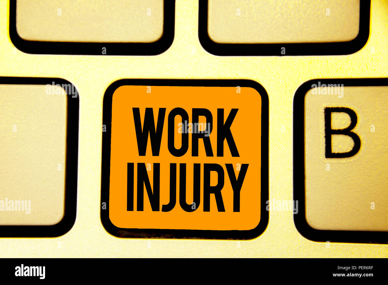 Text sign showing Work Injury. Conceptual photo Accident in job Danger ...