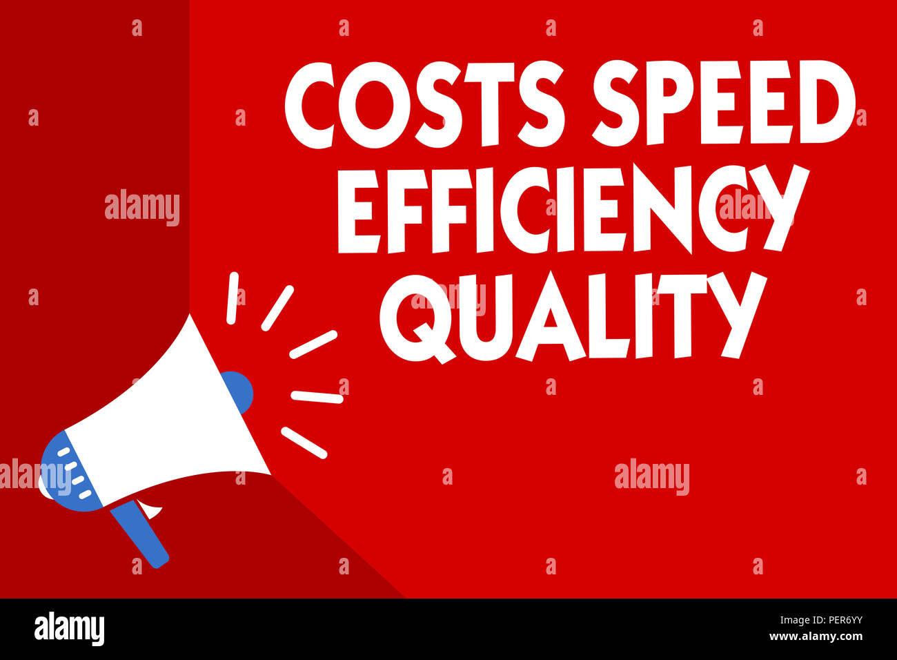Conceptual hand writing showing Costs Speed Efficiency Quality ...