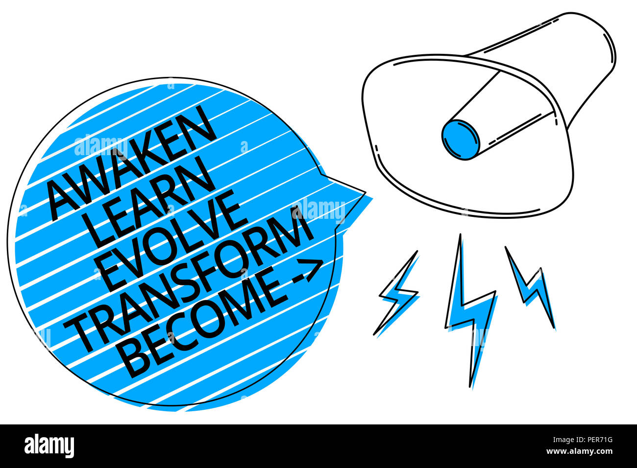 Word writing text Awaken Learn Evolve Transform Become . Business ...