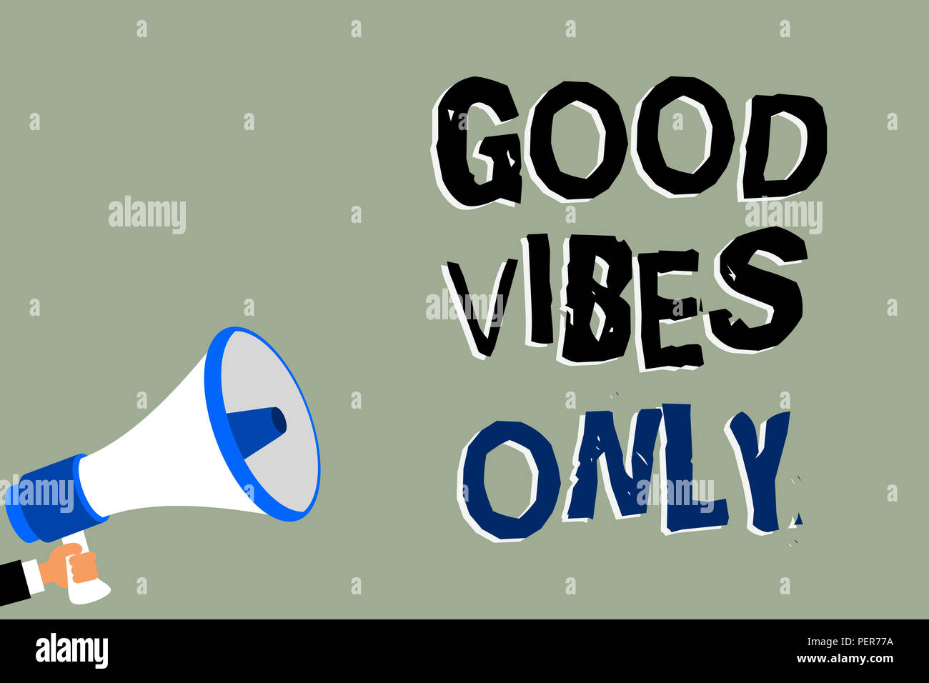 Writing note showing Good Vibes Only. Business photo showcasing Just ...