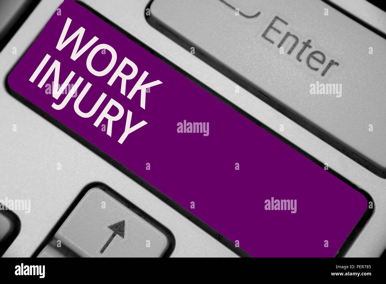 Text sign showing Work Injury. Conceptual photo Accident in job Danger ...