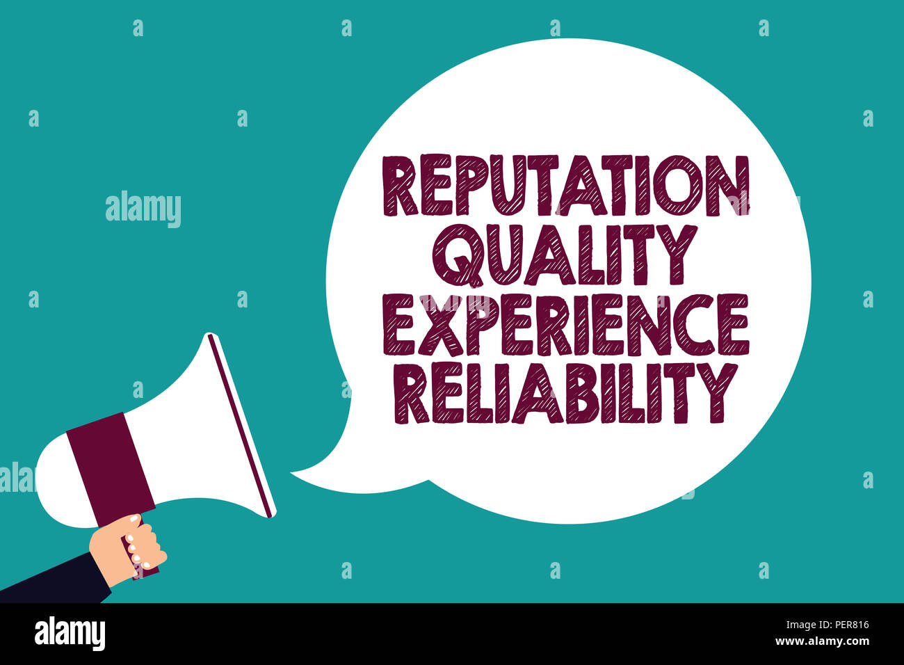 Text sign showing Reputation Quality Experience Reliability. Conceptual ...