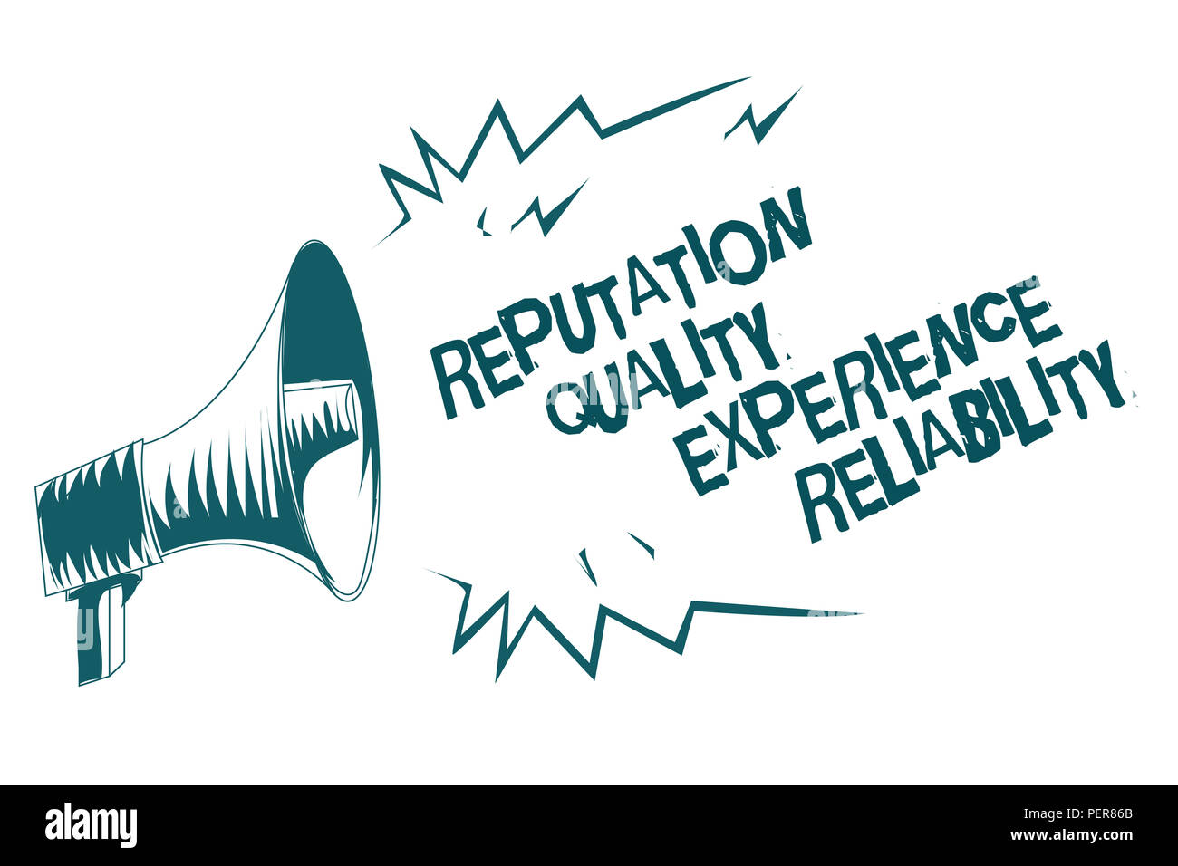 Text sign showing Reputation Quality Experience Reliability. Conceptual ...