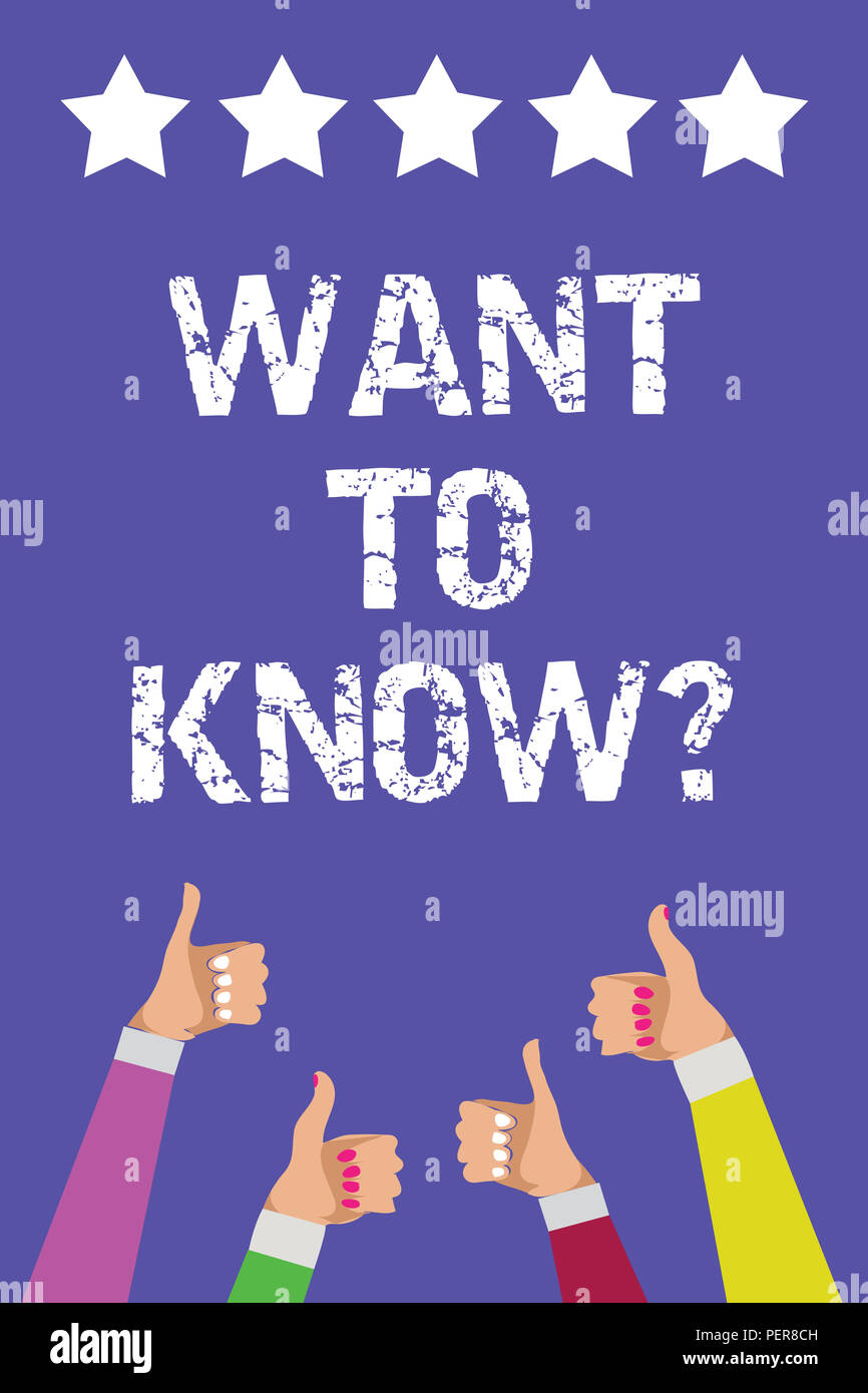 Text sign showing Want To Know question. Conceptual photo Request for ...