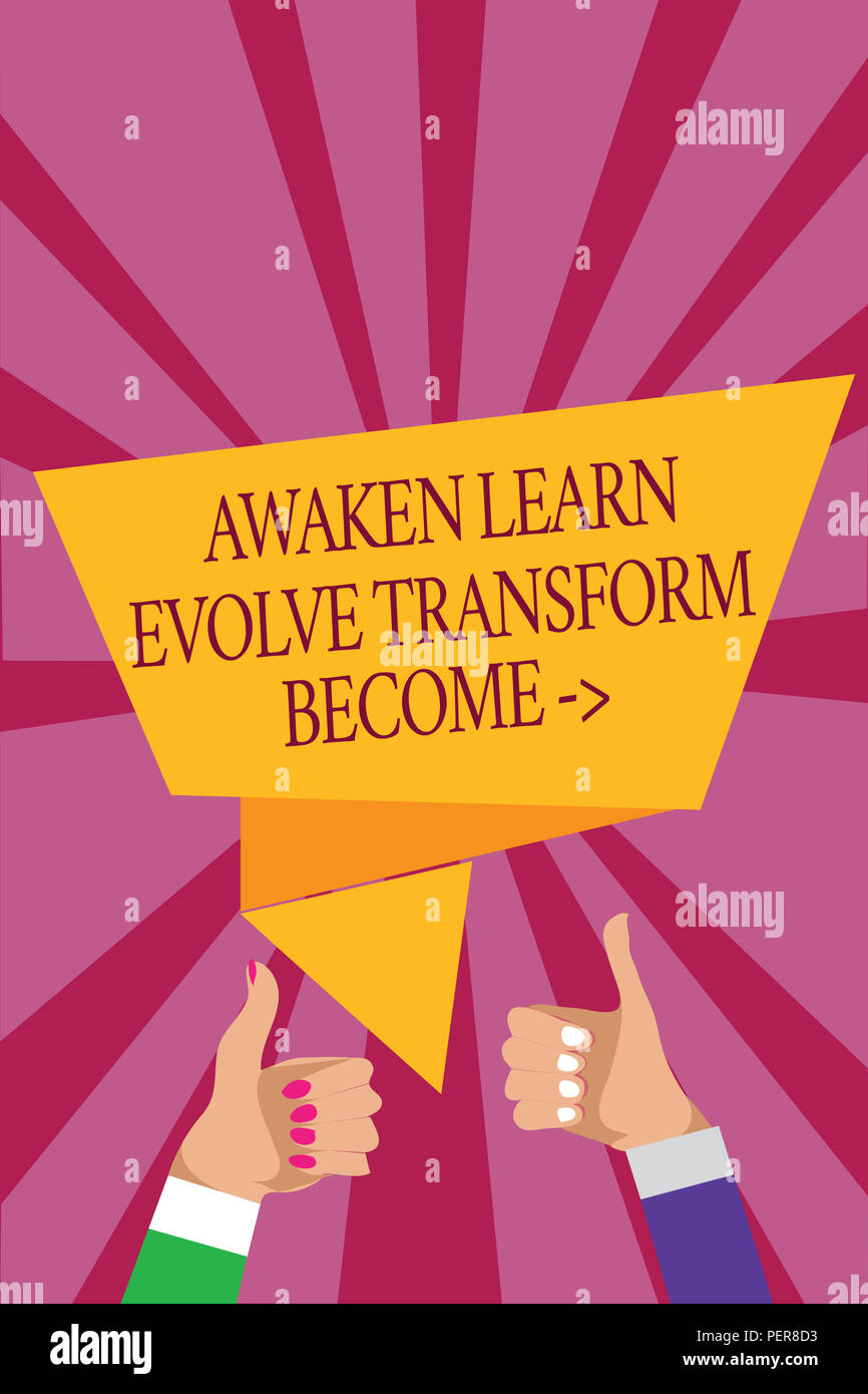 Word writing text Awaken Learn Evolve Transform Become . Business ...