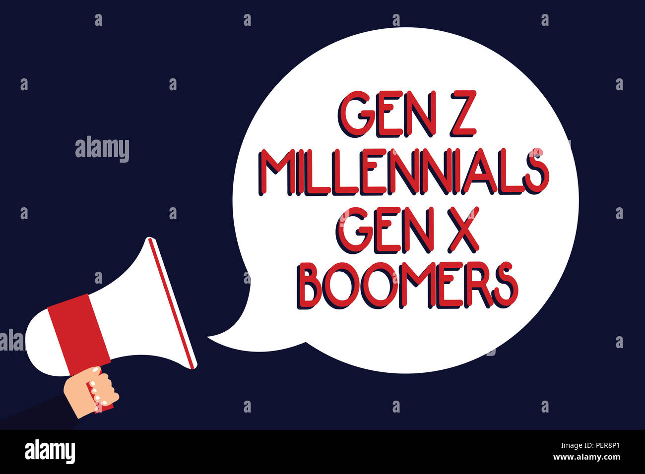 Writing note showing Gen Z Millennials Gen X Boomers. Business photo ...